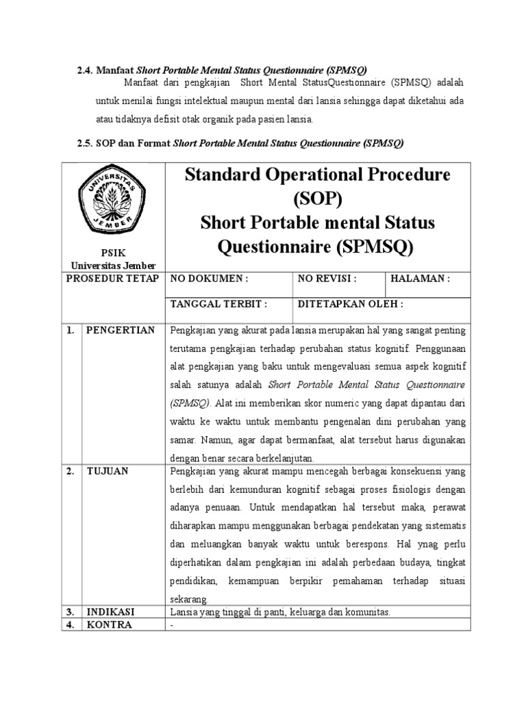 SPMSQ | PDF | Kesehatan Holistik