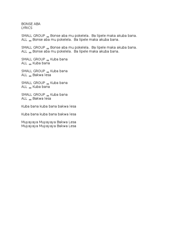 Bonse Aba Lyrics