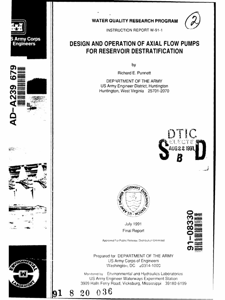 Design and Operation of Axial Flow Pumps For Reservoir Destratification ...