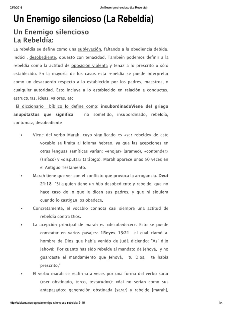 Un Enemigo Silencioso (La Rebeldía) | PDF