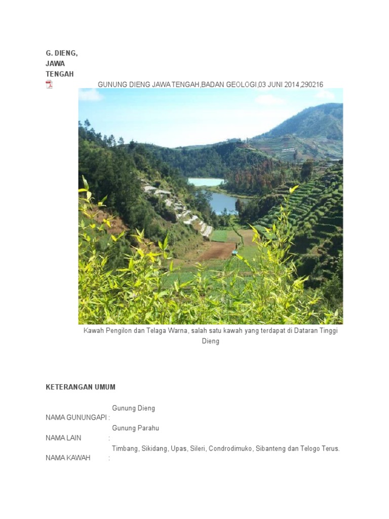 Sejarah Gunung Dieng | PDF