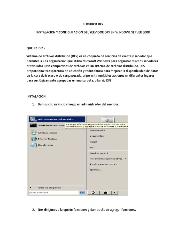 Manual Servidor Dfs | PDF | Servidor (Computación) | Archivo de computadora