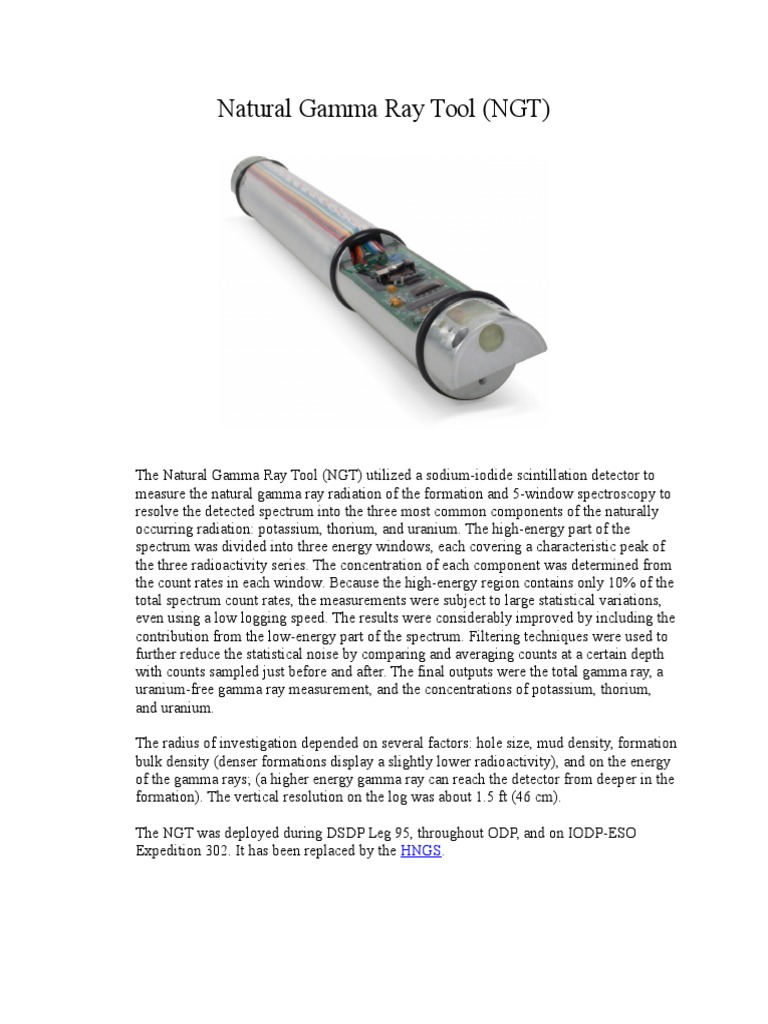 Natural Gamma Ray Tool | PDF | Gamma Ray | Radiation