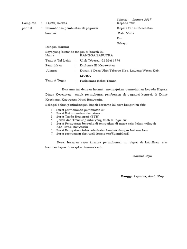 Surat Permohonan Pembuatan SK | PDF