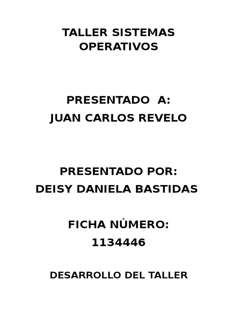 Deisy Taller Sistemas Operativos | PDF | Memoria del ordenador | Sistema operativo