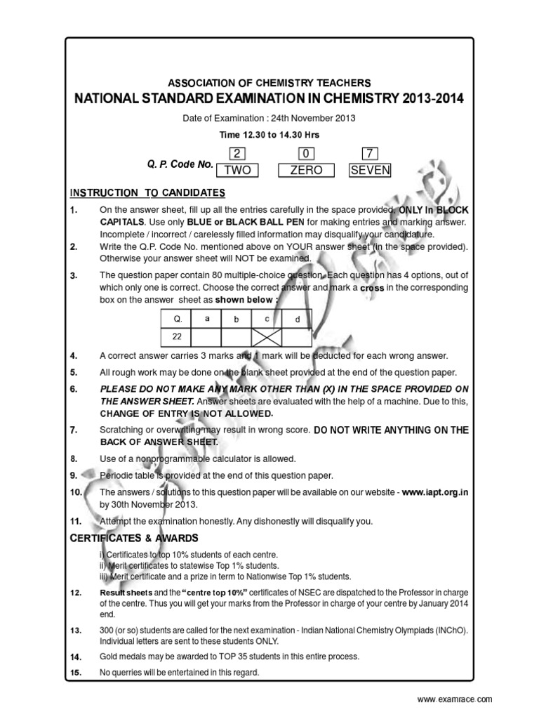 NSEC Solved Paper 2013 PDF | PDF | Chemical Reactions | Catalysis