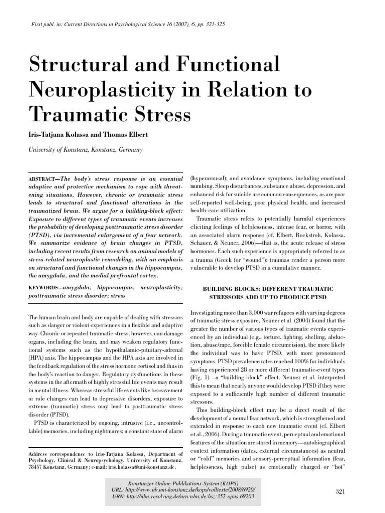 Neuroplasticity and PTSD in Trauma | PDF | Posttraumatic Stress ...