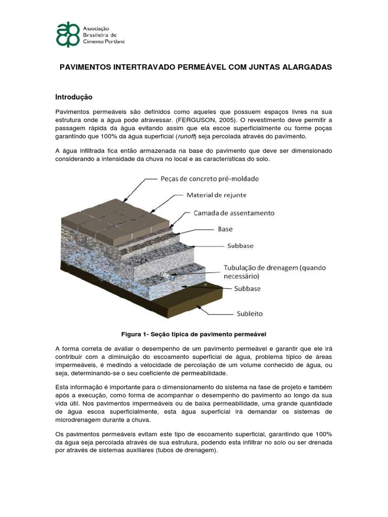 Pavimentos Intertravado Permeável Com Juntas Alargadas | Permeabilidade ...