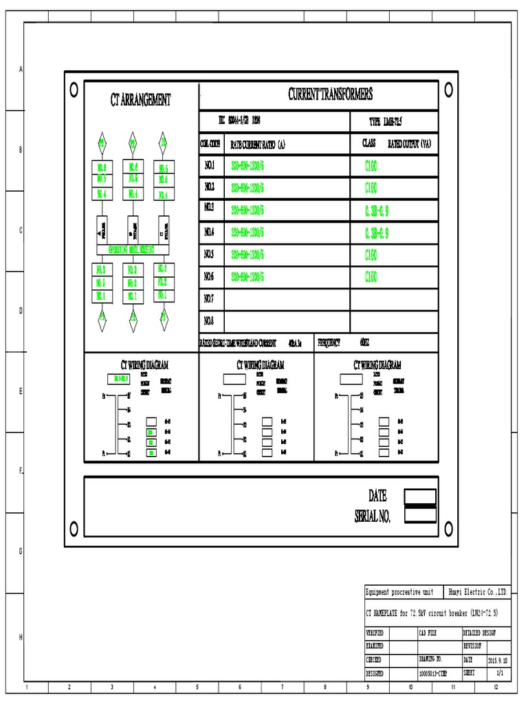 Equipment Procreative Unit Huayi Electric Co.,LTD. CT NAMEPLATE For 72 ...