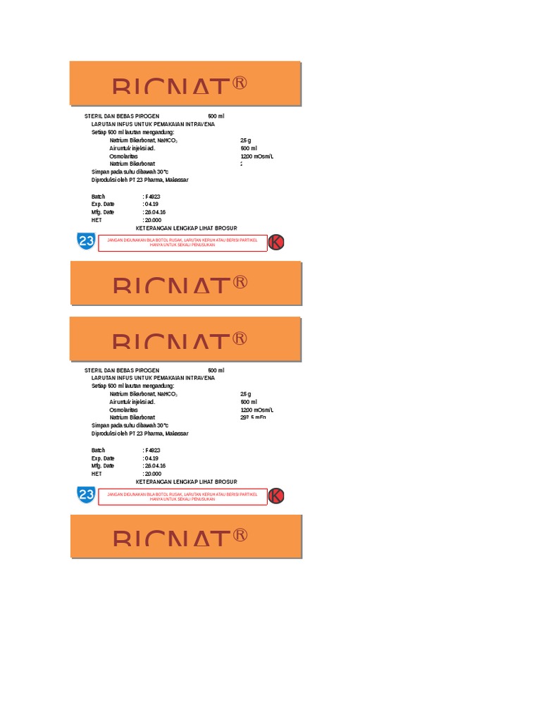Larutan Infus BICNAT® 500 ml Steril | PDF