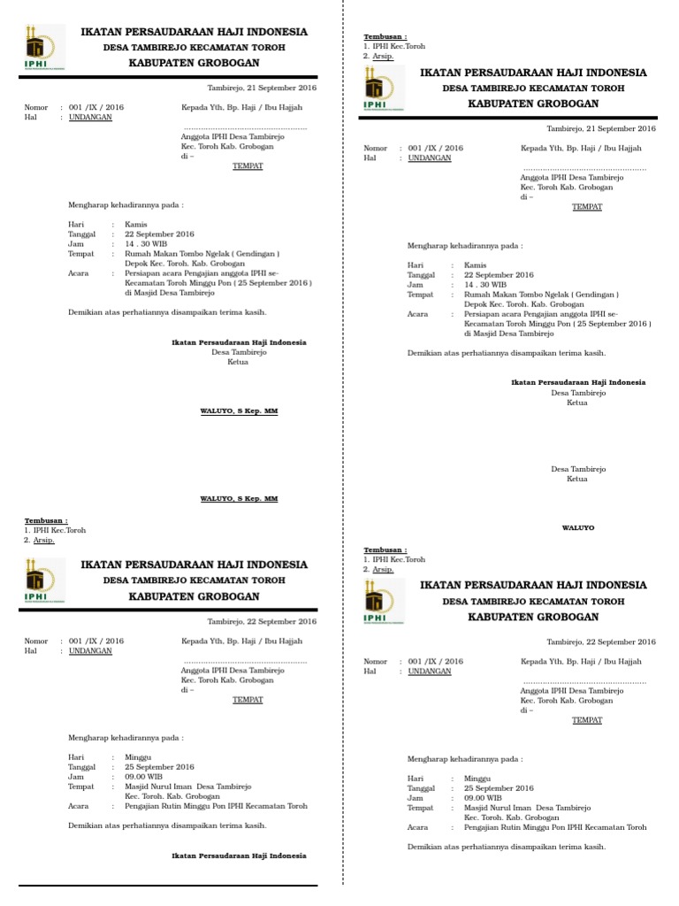 Undangan IPHI TAMBIREJO | PDF