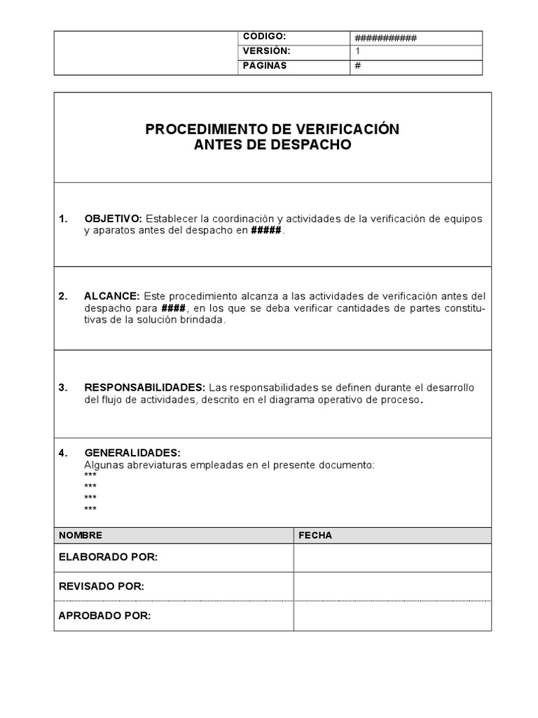 Un Modelo de Procedimiento y Un Modelo de Instructivo | PDF
