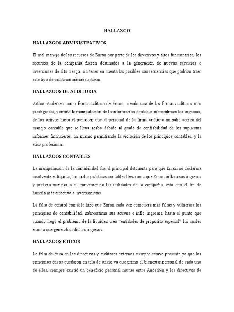 HALLAZGO | PDF | Enron | Contabilidad