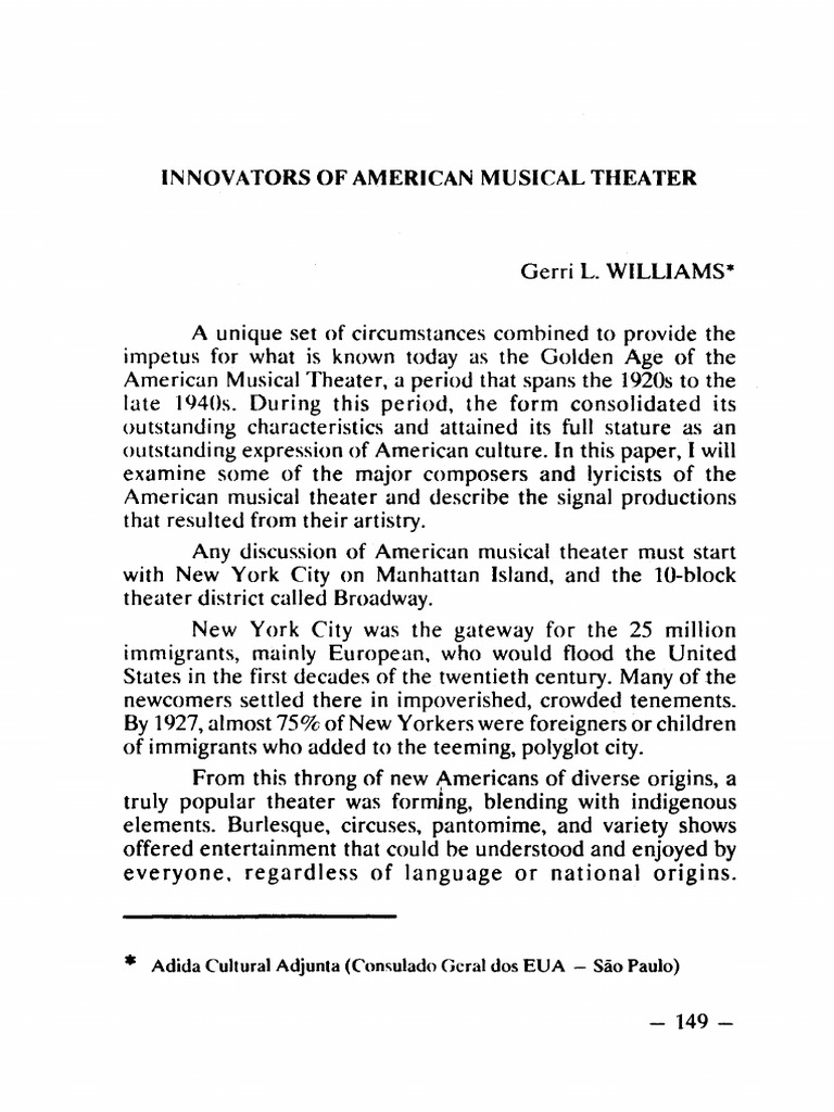 Innovators of American Musical Theater | PDF | Musical Theatre ...