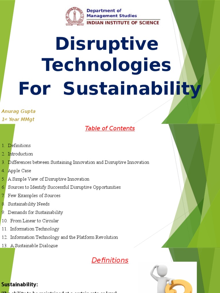 Disruptive Technologies For Sustainability | PDF | Internet Of Things ...