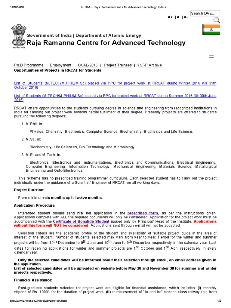RRCAT - Raja Ramanna Centre For Advanced Technology, Indore PDF | PDF ...