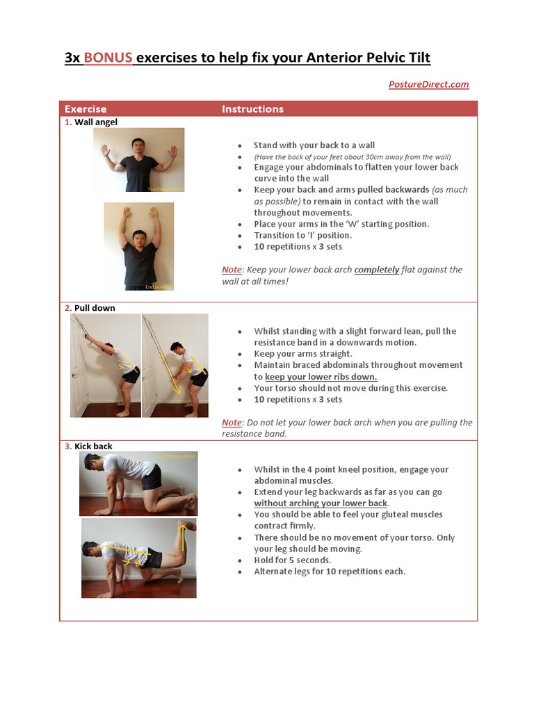 3 BONUS Exercises For Anterior Pelvic Tilt | PDF | Abdomen | Pelvis