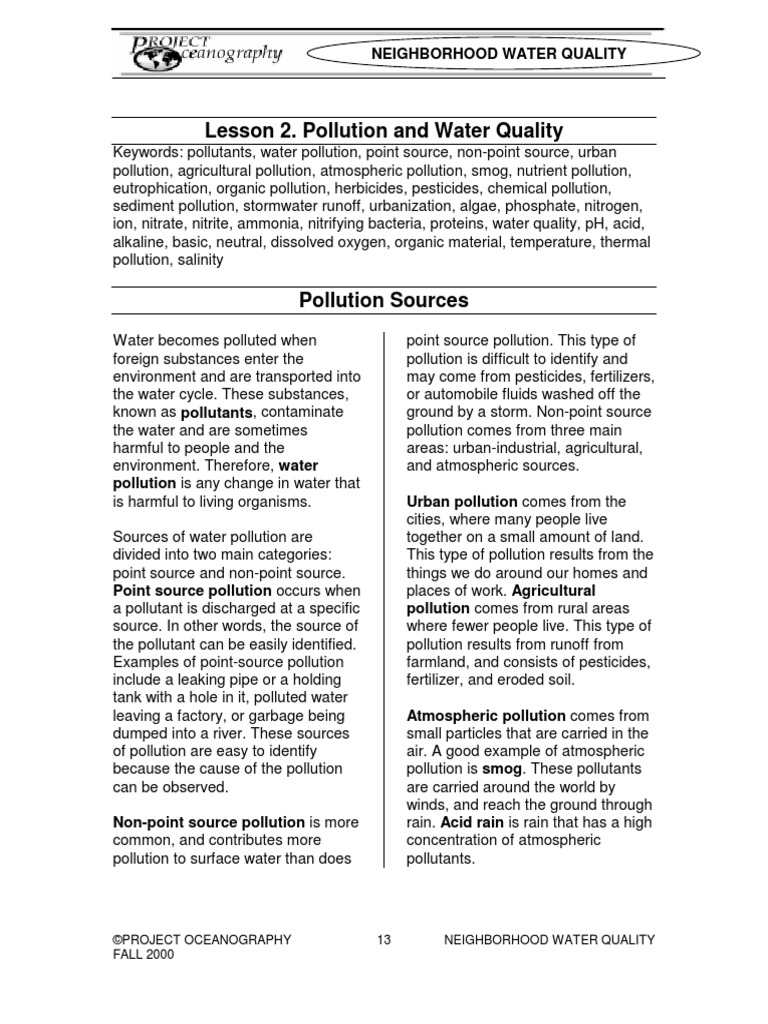 Point vs Non-Point Source Pollution | PDF | Water Pollution ...