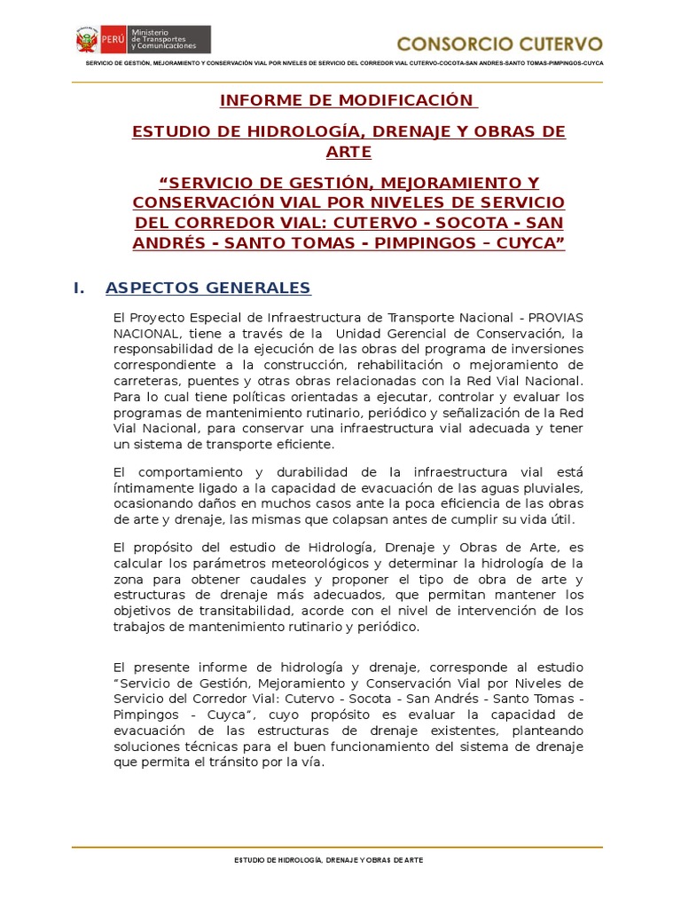 Informe de Hidrologia - Obras Complementarias | PDF | Precipitación | Hidrología