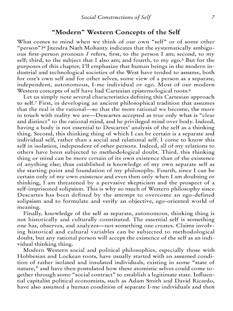 "Modern" Western Concepts The: Social Self | PDF | Self | Philosophy Of ...