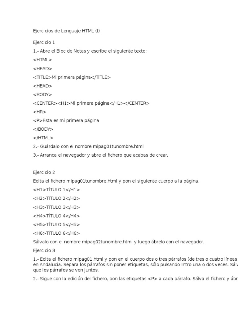 Ejercicios de Lenguaje HTML | PDF | HTML | Azul