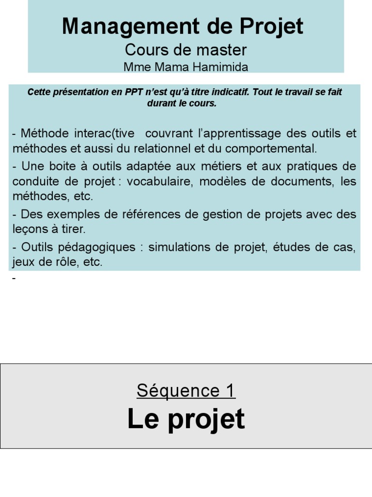 Formation Management de Projet | PDF | Gestion de projet | Risque