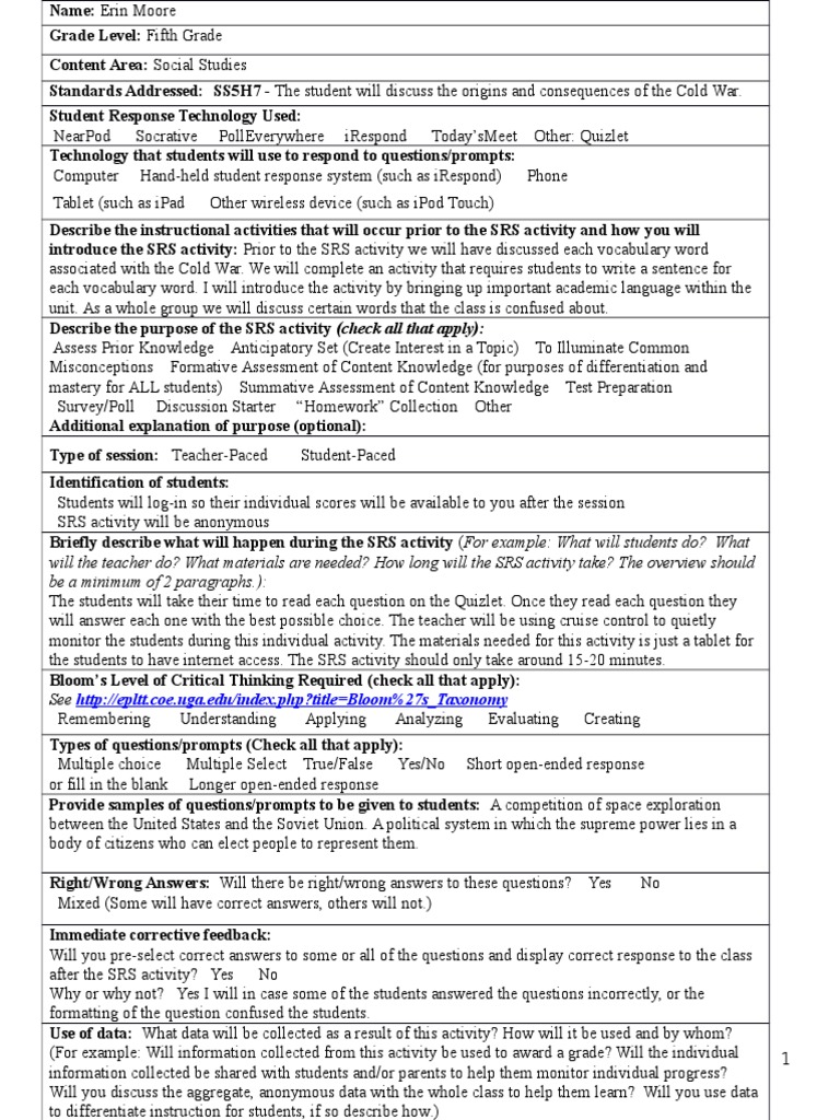 Srs Lesson | PDF | Multiple Choice | Educational Assessment