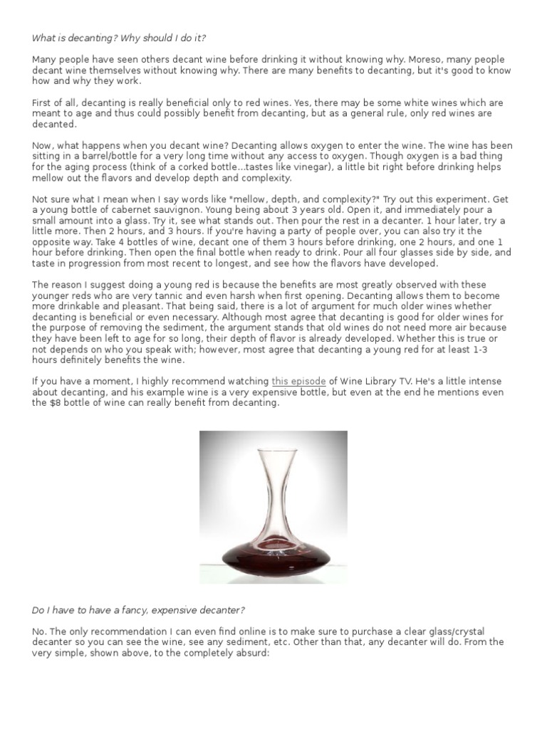 What Is Decanting? Why Should I Do It?: This Episode | PDF | Fermented ...