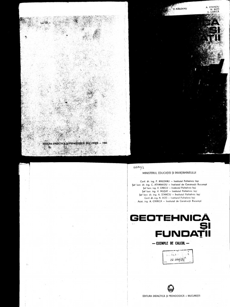 P.Raileanu Geotehnica Si Fundatii PDF | PDF