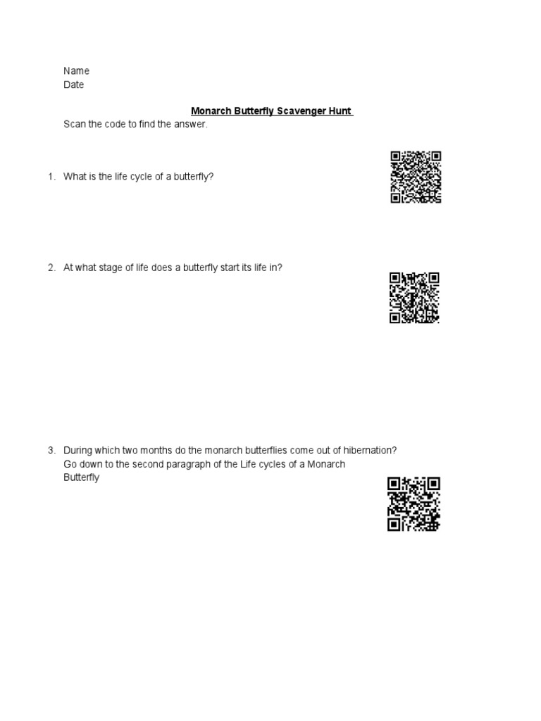Monarch Butterfly Scavenger Hunt | PDF