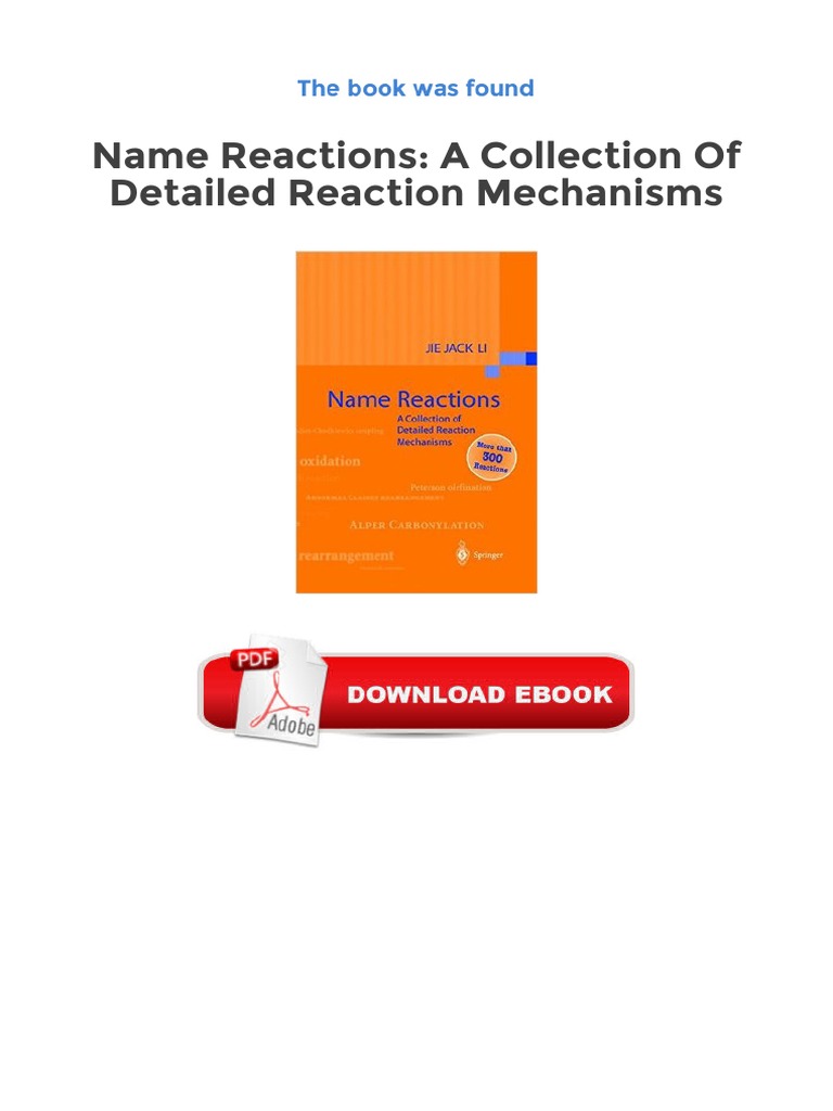 Free Downloads Name Reactions A Collection of Detailed Reaction ...
