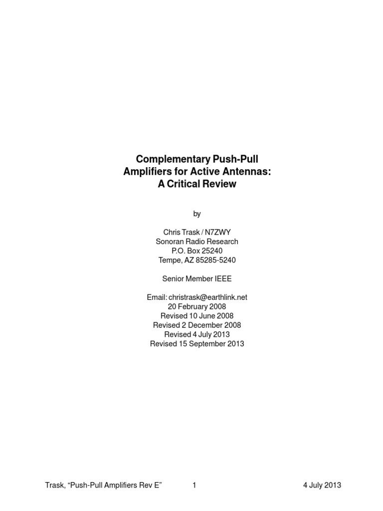 Complementary Push-Pull Amplifiers | PDF | Amplifier | Electronic Circuits