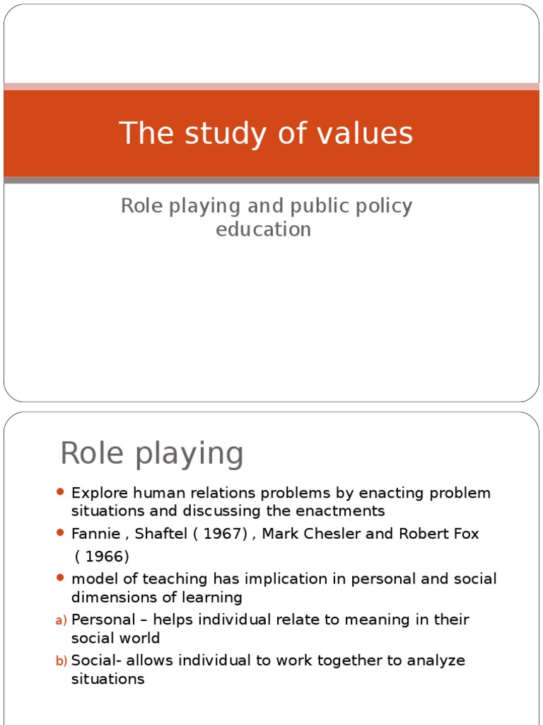 Study of Values - Role Play | PDF | Teachers | Value (Ethics)