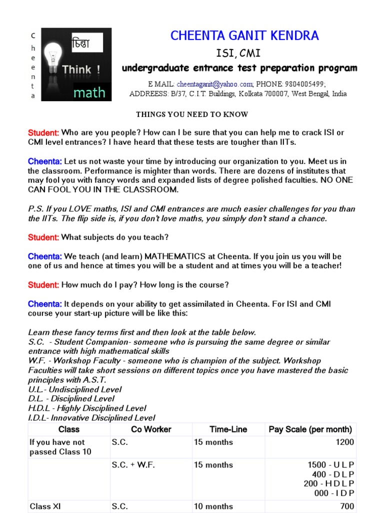 ISI & CMI Entrance Prep at Cheenta | PDF | Combinatorics | Geometry