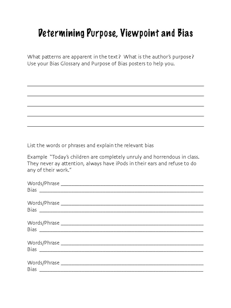 Bias Worksheet | PDF