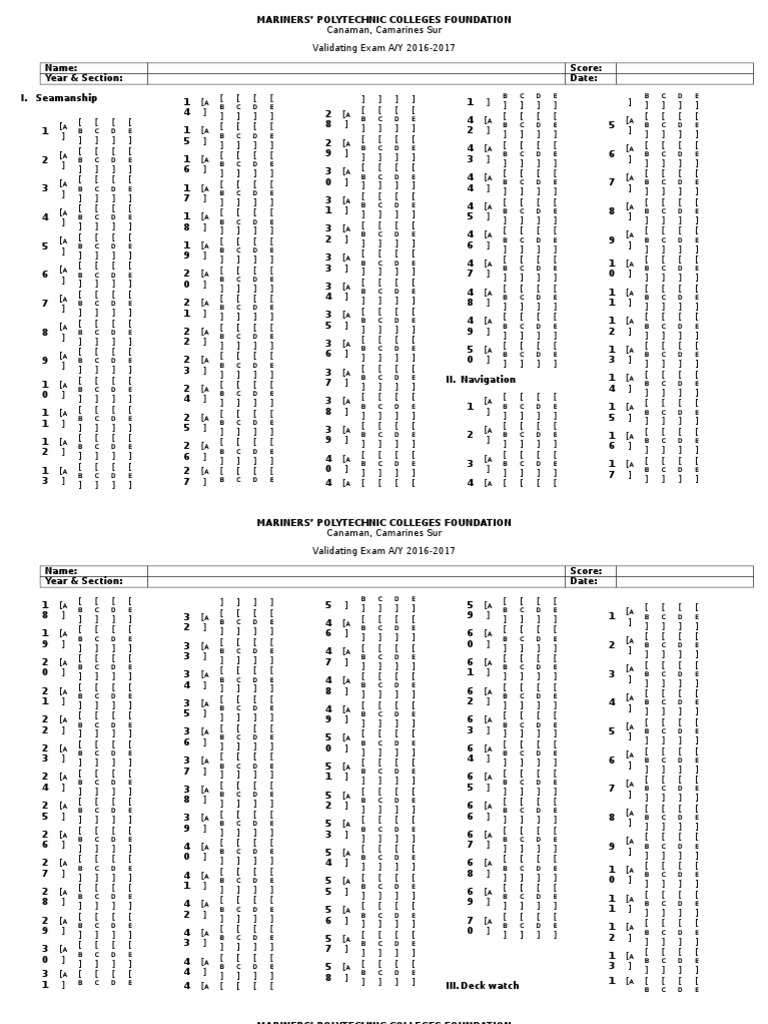 Answer Sheet | PDF