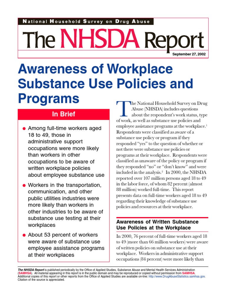 Awareness of Workplace Substance Use Policies and Programs: in Brief ...
