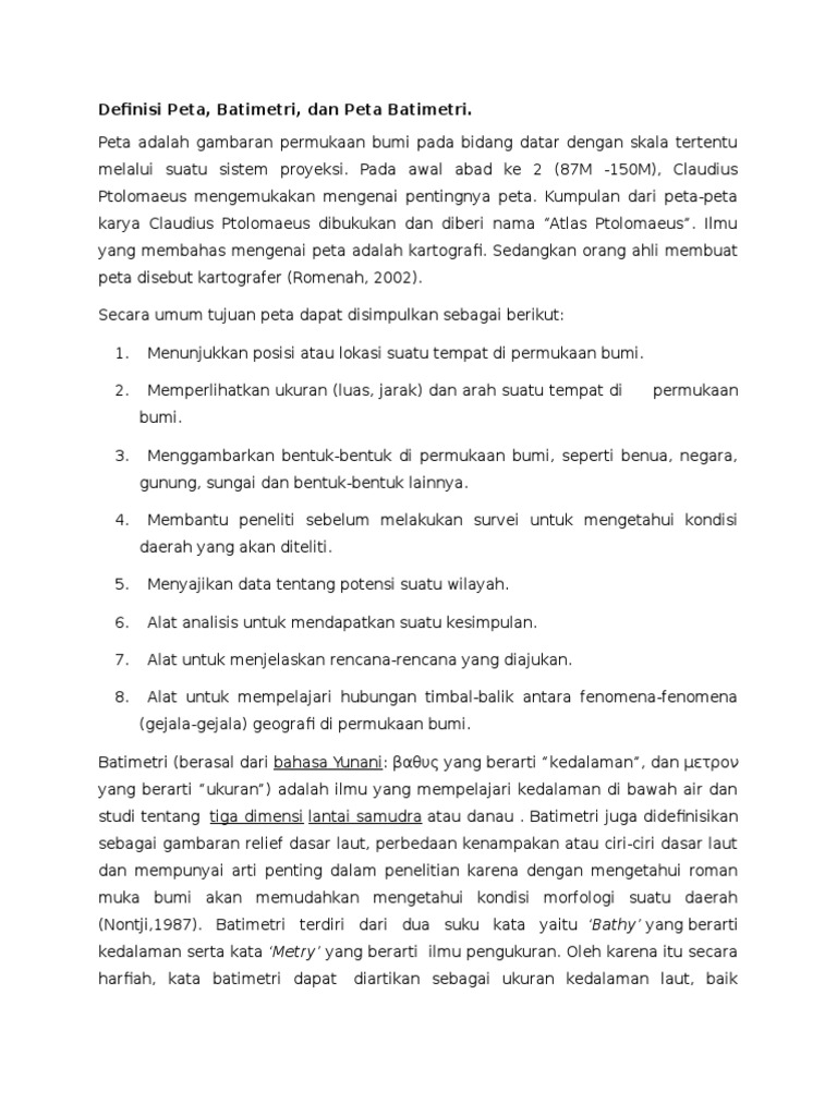 Definisi Peta Batimetri | PDF