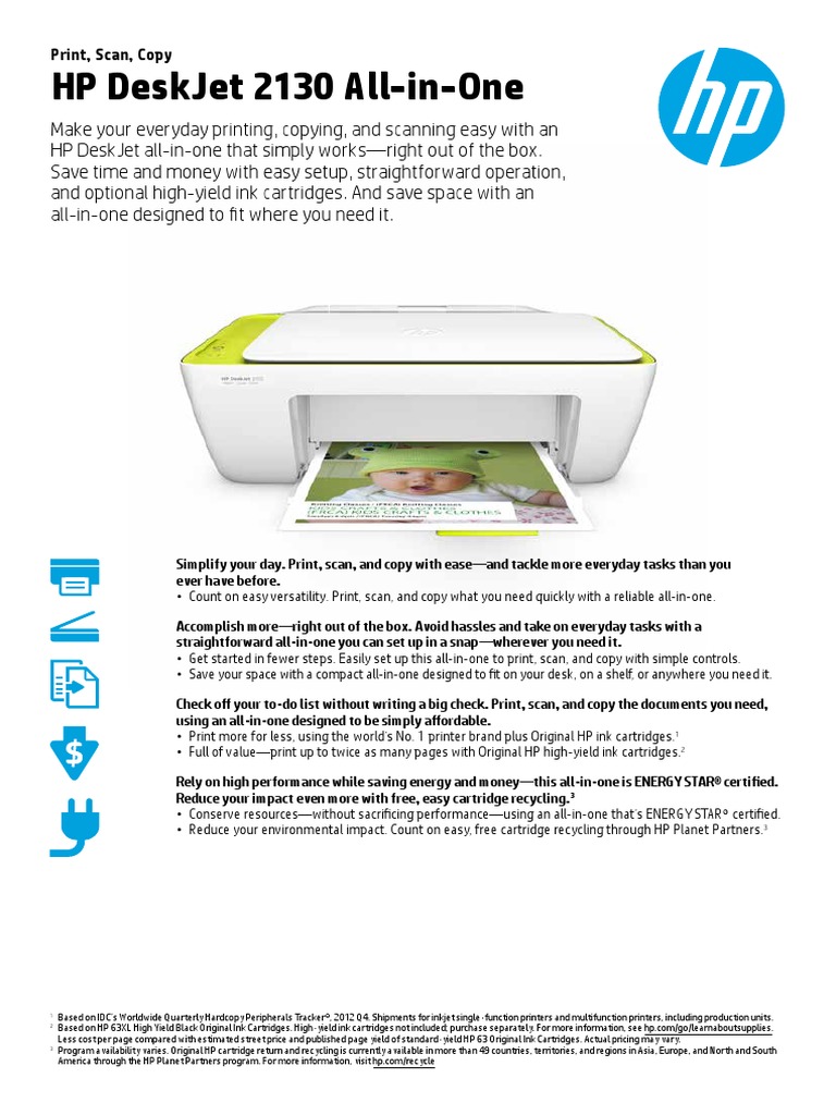 HP Deskjet 2130 Brochure | PDF | Printer (Computing) | Hewlett Packard
