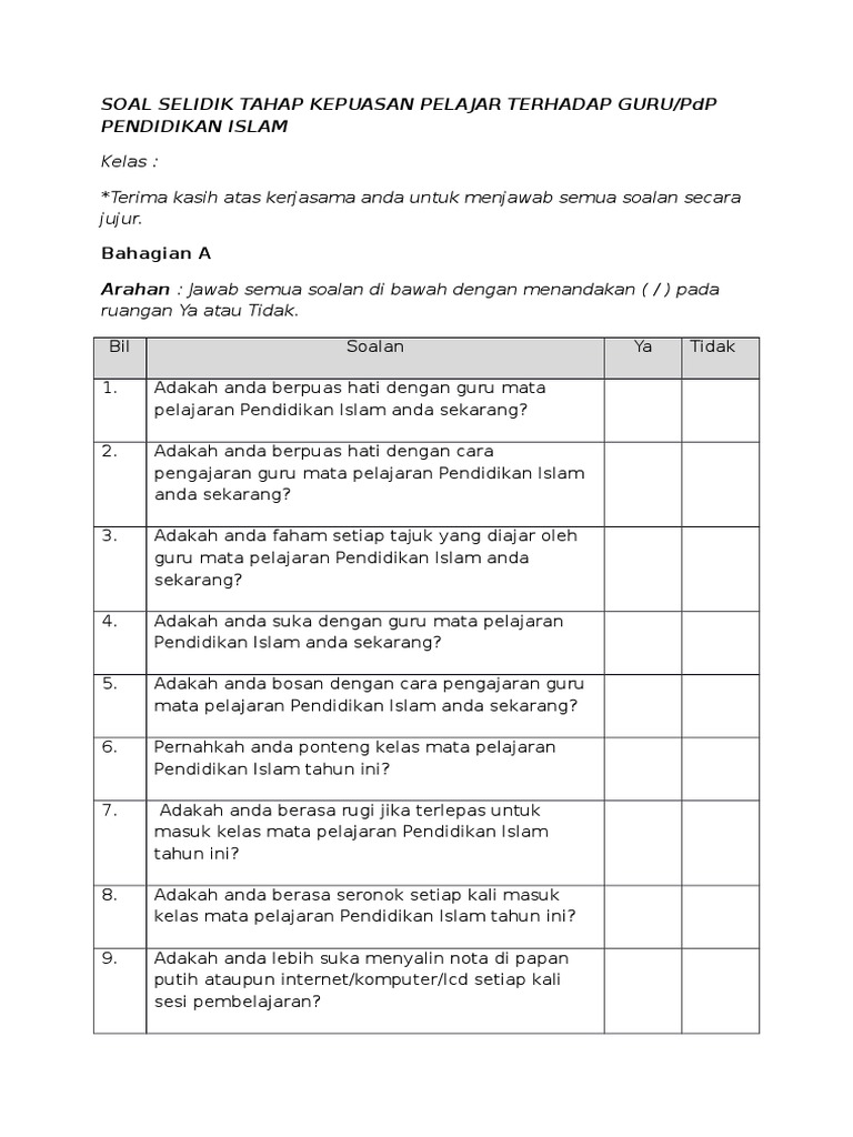 Soal Selidik PDP | PDF