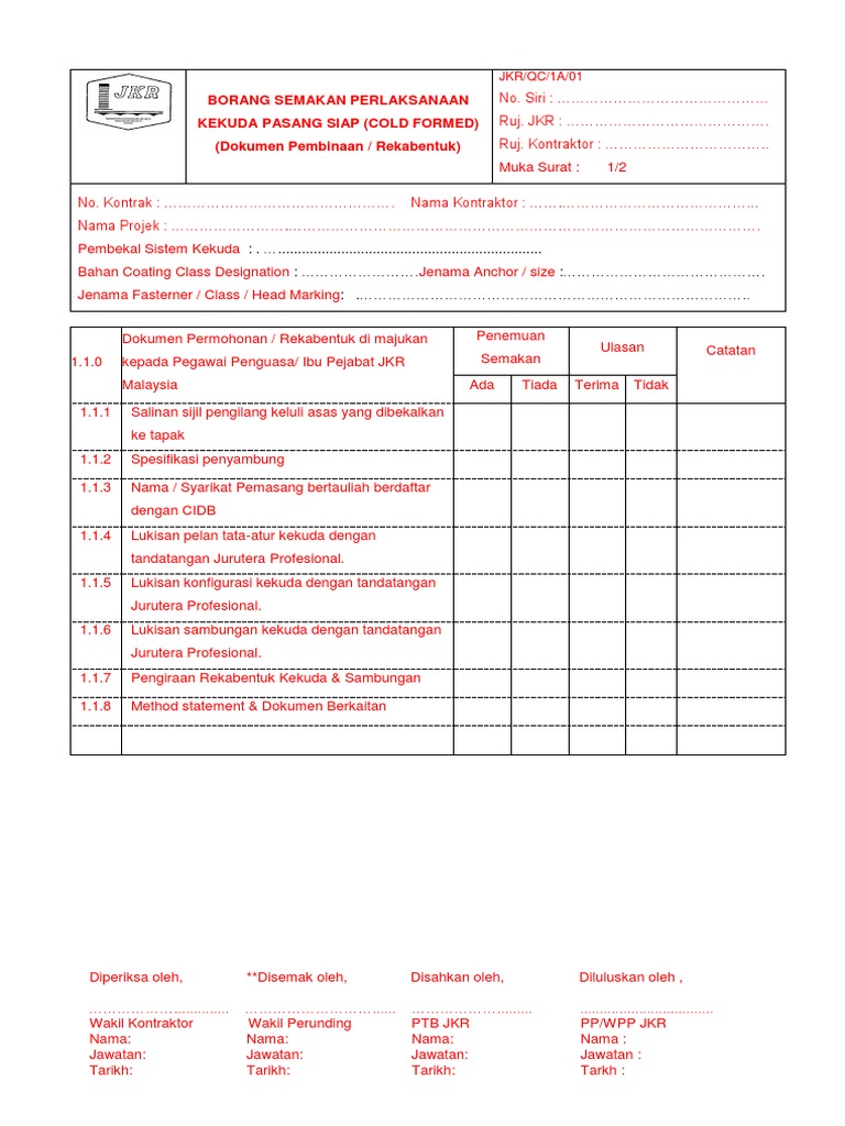 Borang JKR Qc1 A01 | PDF
