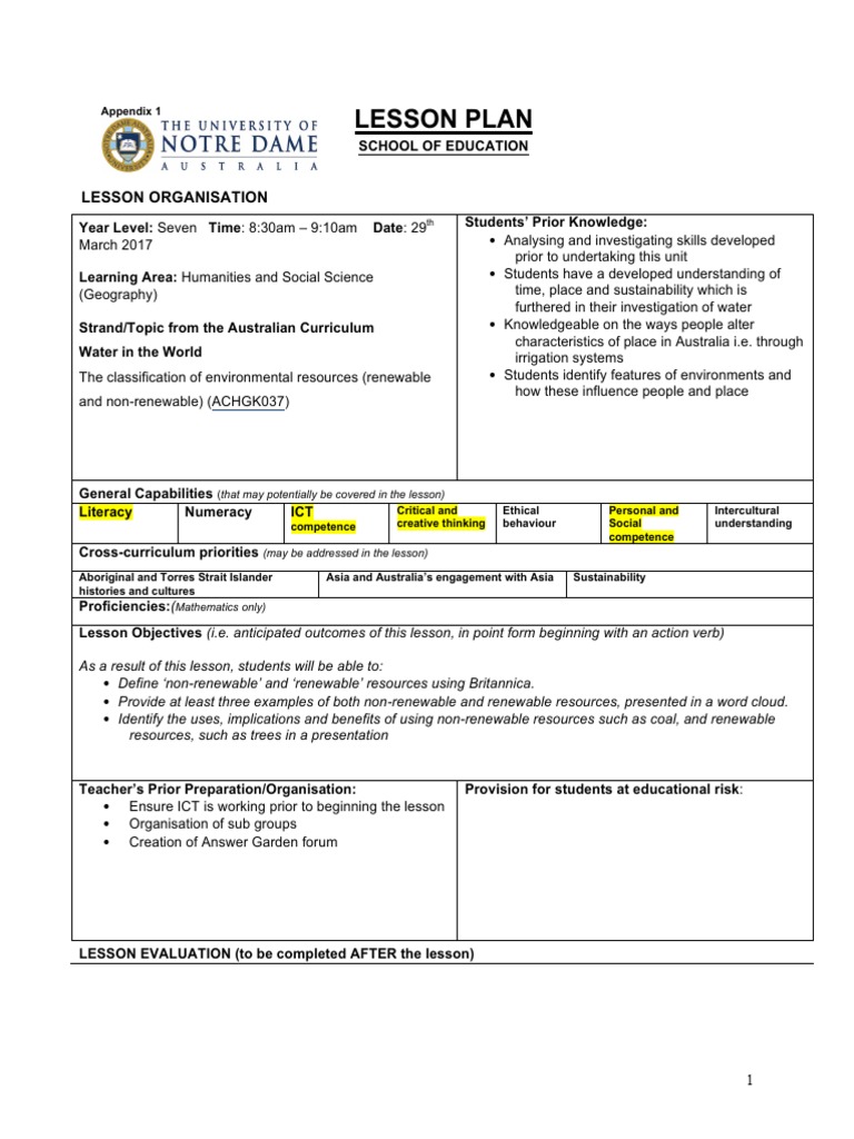 Lesson Plan Template Ict | PDF | Sustainability | Educational Technology