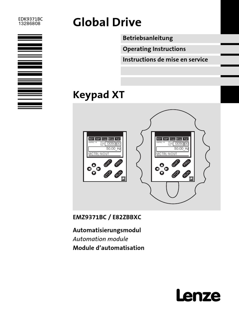 Lenze Keypad EMZ9371BC XT PDF | PDF