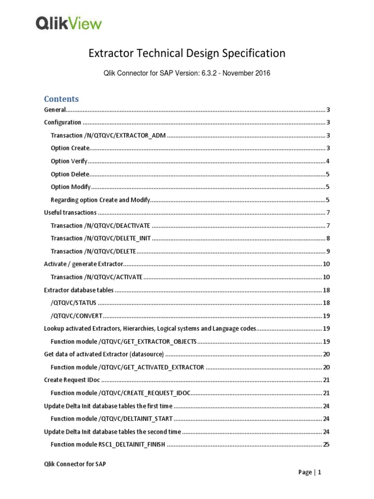 QlikView Extractor Technical Design Specification | PDF | Gateway (Telecommunications ...