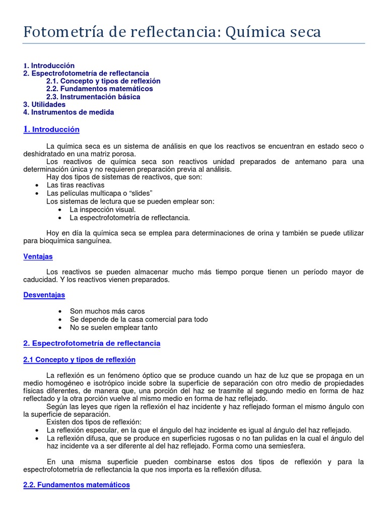 Fotometria de Reflectancia | PDF | Reflectancia | Reflexión (Física)