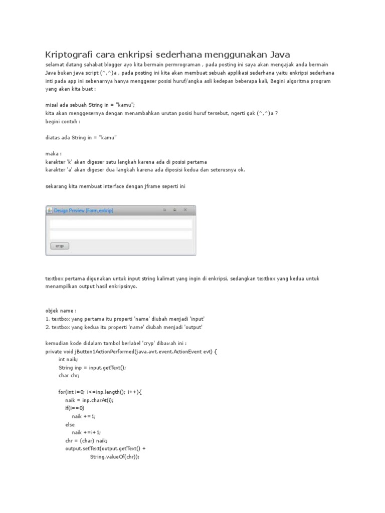 Enkripsi Java Sederhana dengan JFrame | PDF | Komputer