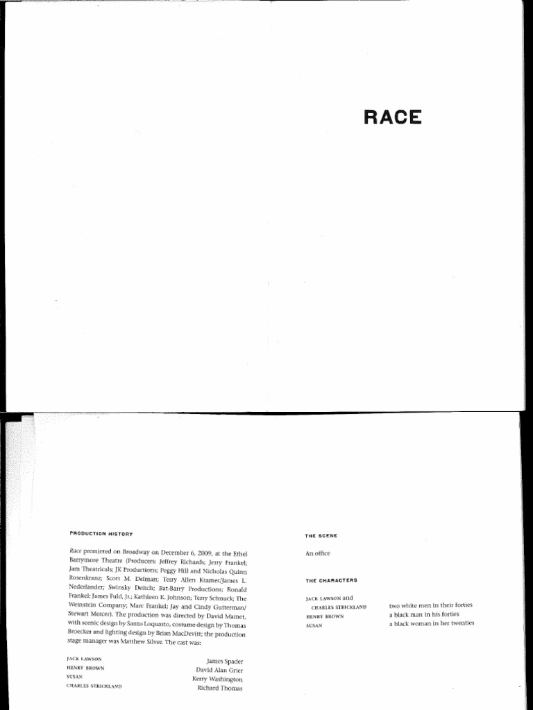 Race by David Mamet | PDF