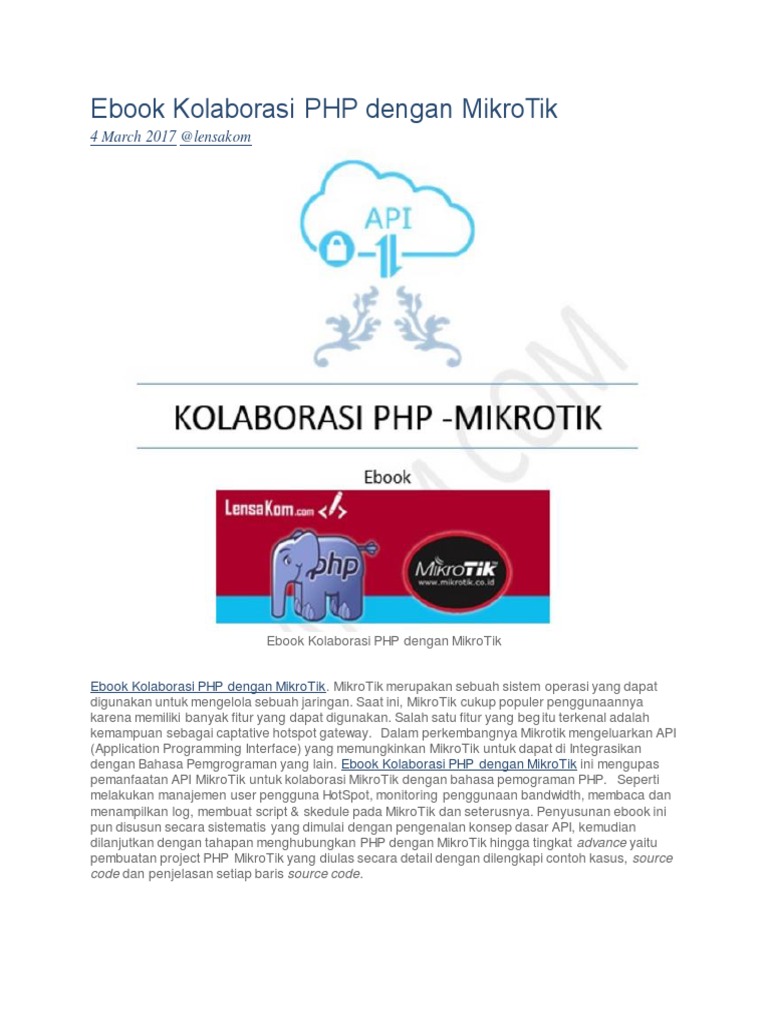 Ebook Kolaborasi PHP Dengan MikroTik | PDF | Komputer