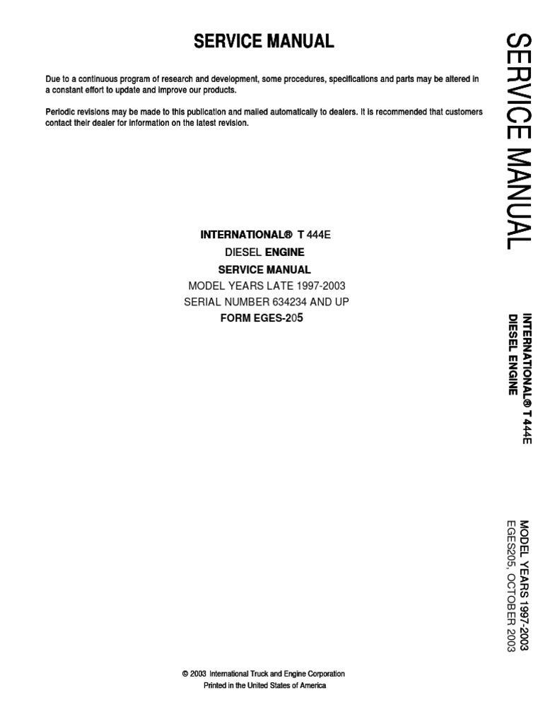 1997 2003 Dt444 Engine Service Manual PDF | PDF | Internal Combustion ...