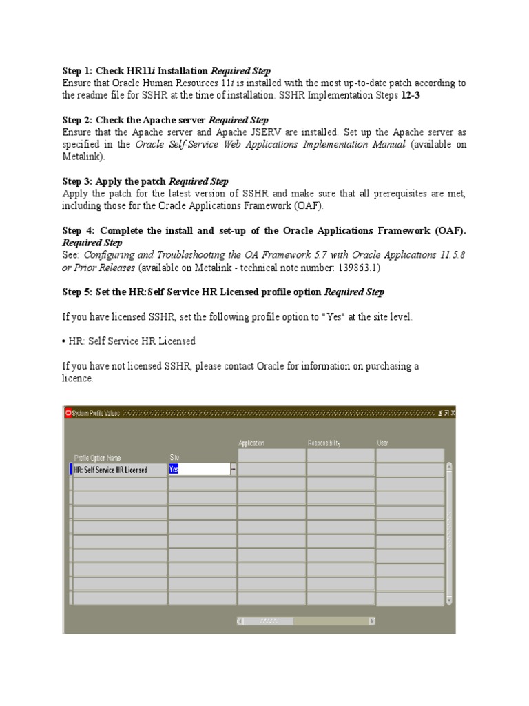 SSHR Setup Steps | PDF | Oracle Database | Human Resource Management